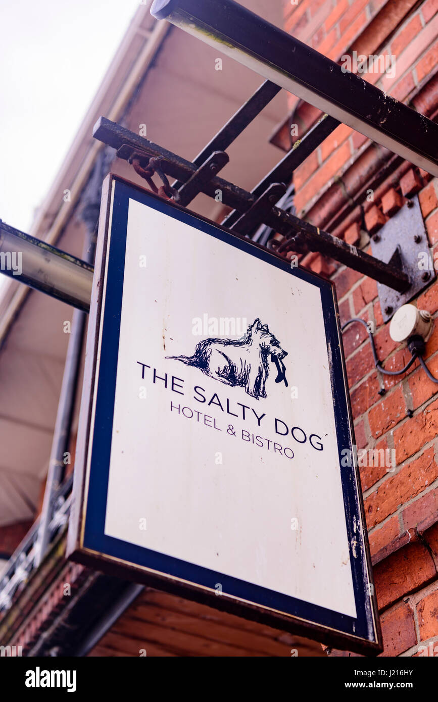 Sign at the Salty Dog Hotel and Bistro, Bangor, County Down, Northern ...
