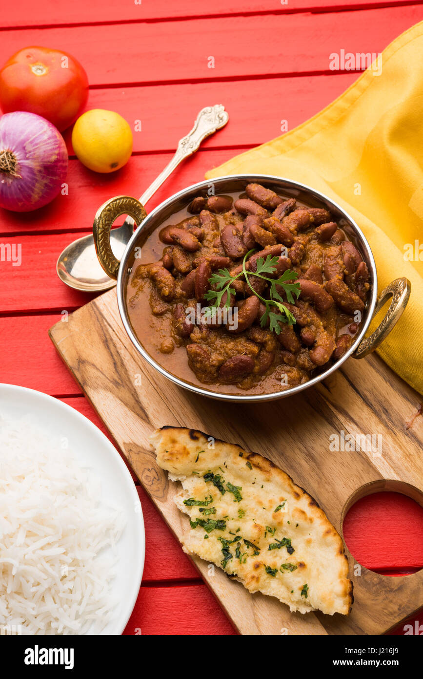 kidney bean curry or rajma or rajmah chawal and roti, typical north ...