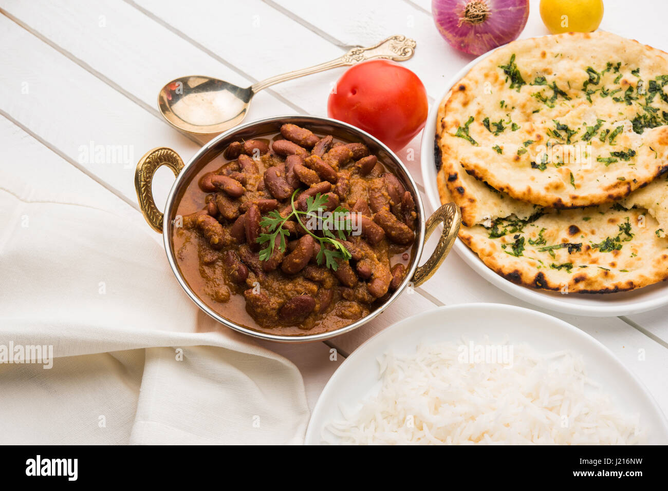 kidney bean curry or rajma or rajmah chawal and roti, typical north ...