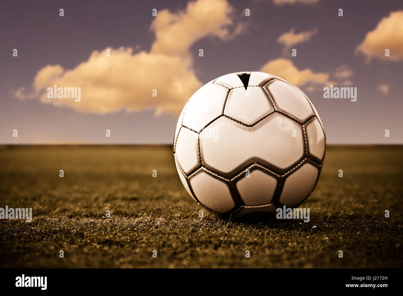 A soccer ball on a soccer field Stock Photo - Alamy