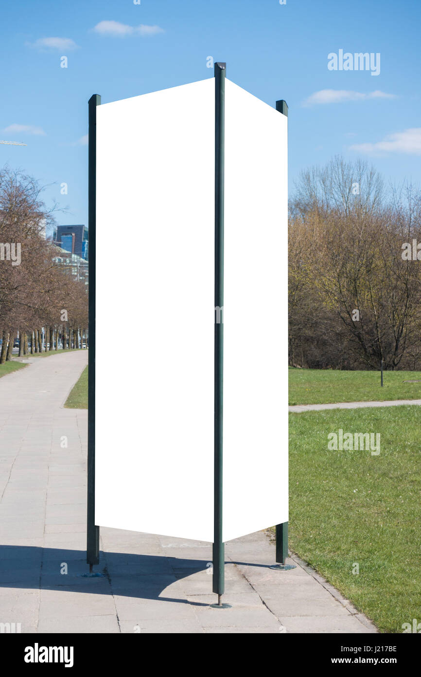 Advertising column mockup. Public information board in the street Stock ...