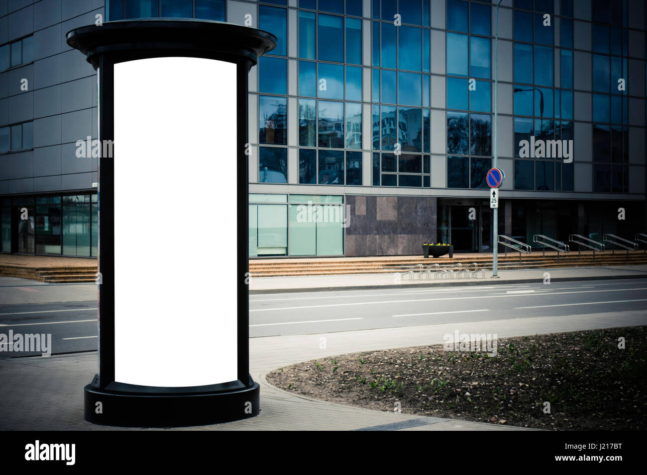 Advertising column mockup. Public information board in the street Stock ...
