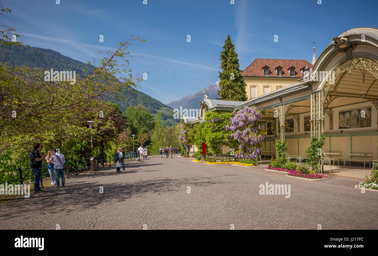 Merano (or Meran) is a city surrounded by mountains near Passeier ...