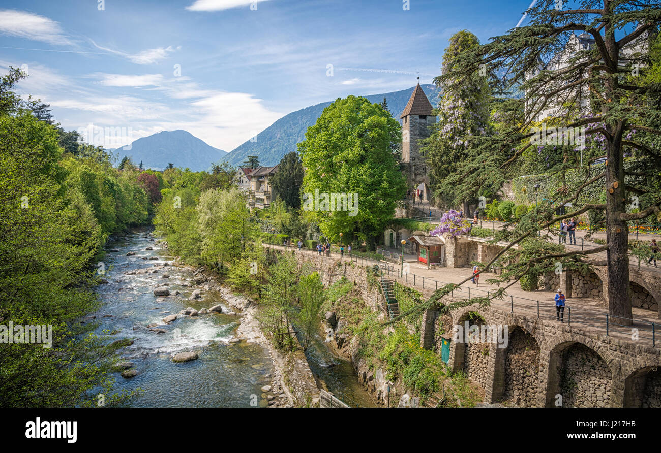 Merano (or Meran) is a city surrounded by mountains near Passeier ...