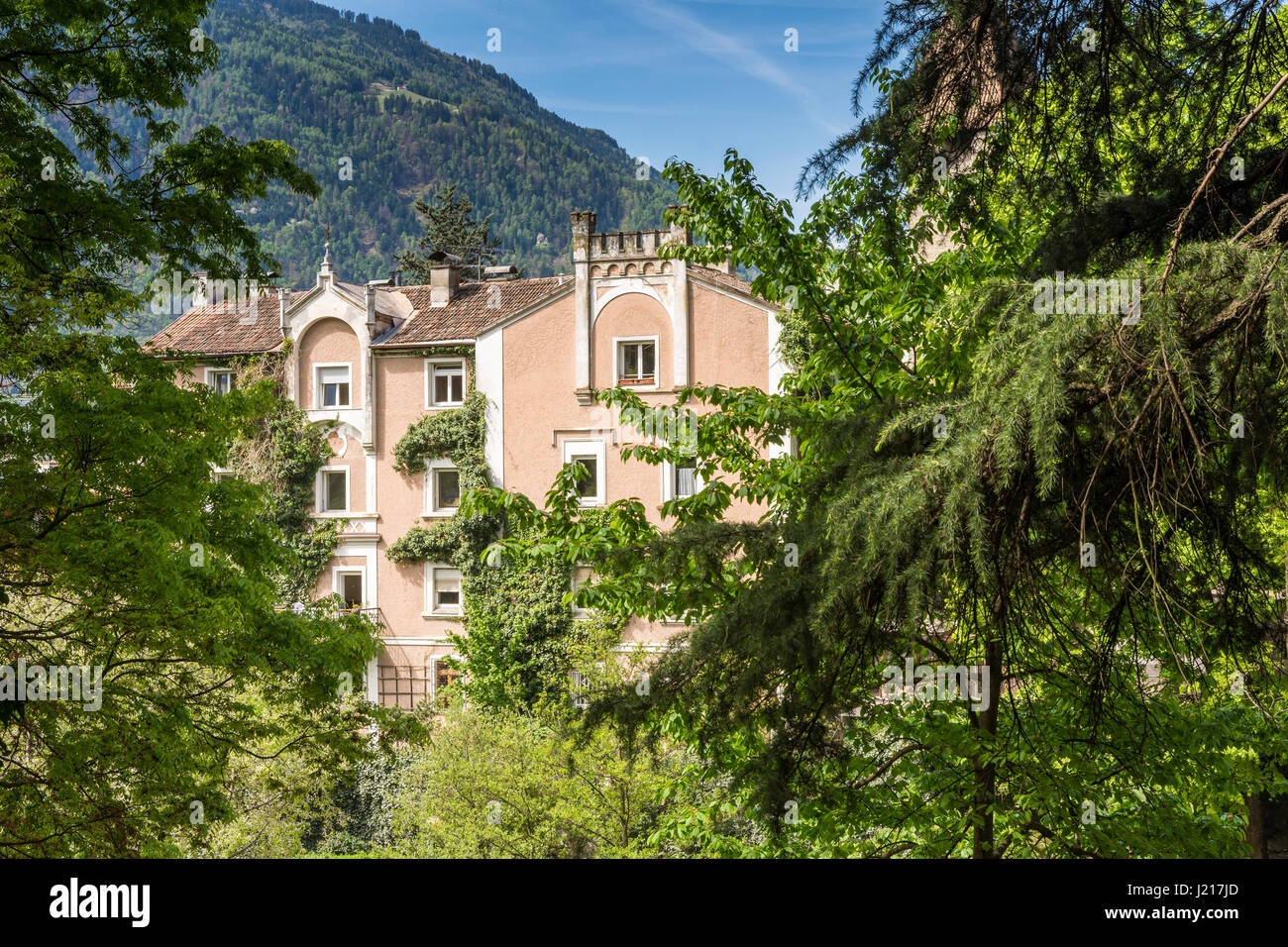 Merano (or Meran) is a city surrounded by mountains near Passeier ...