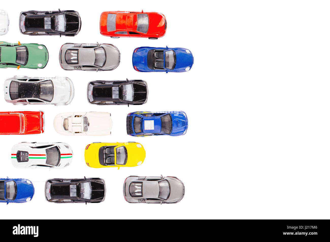Toy colorful cars with top view on white background Stock Photo - Alamy