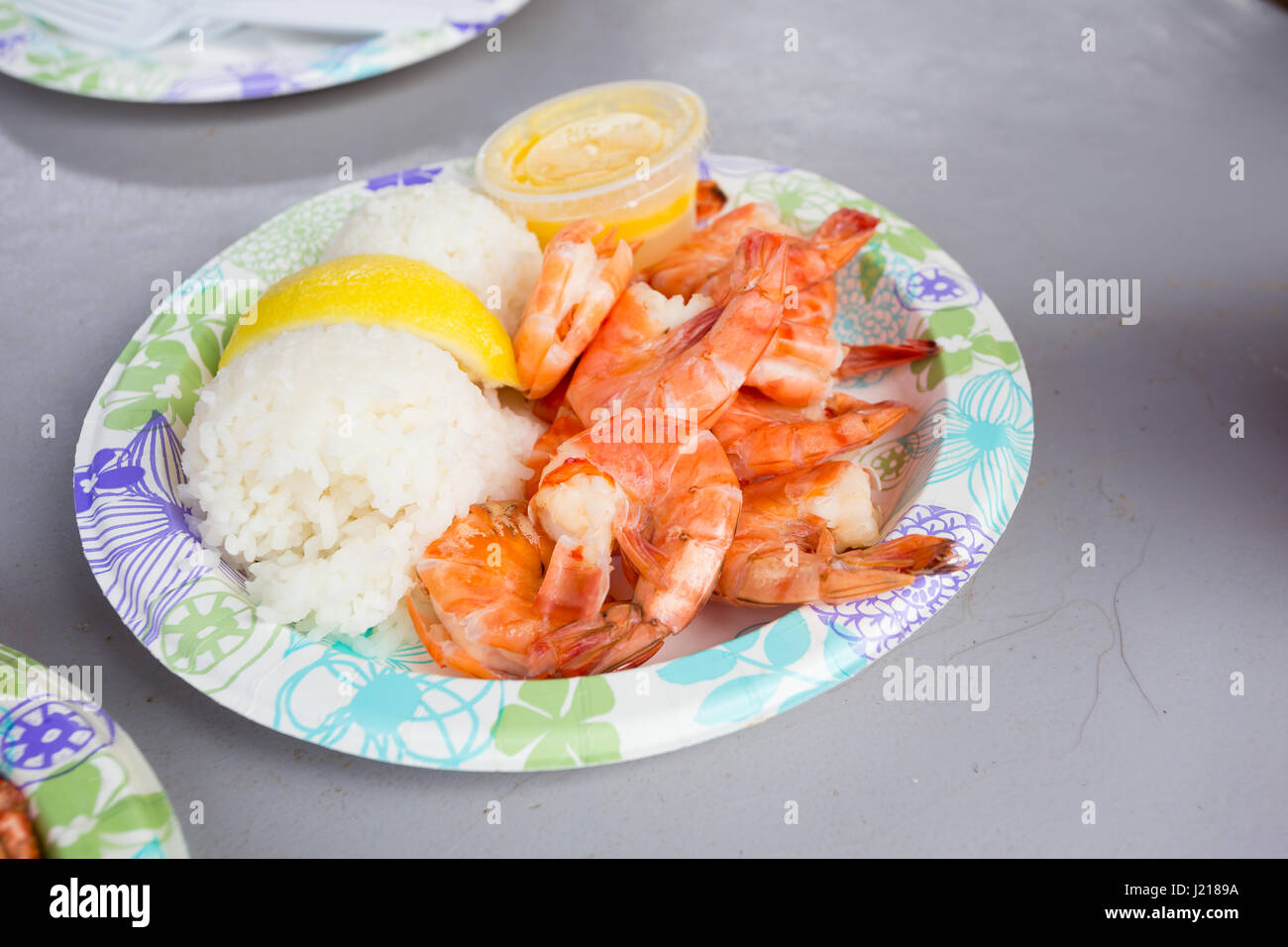 Hawaiian Shrimp Plate Lunch Stock Photo - Alamy