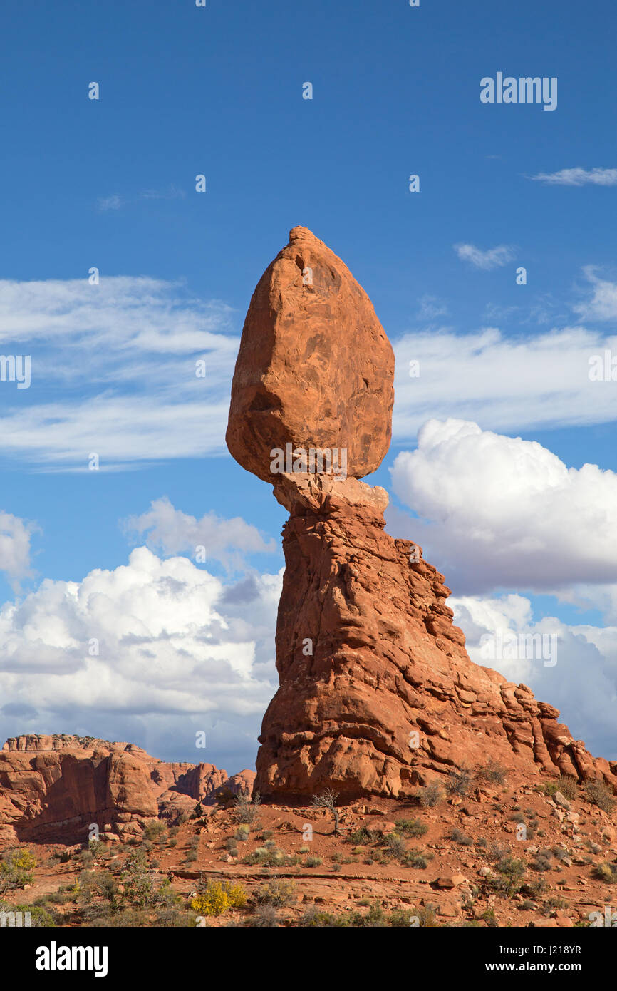 Famous Balancing rock in the Arches National park, Utah, USA Stock ...