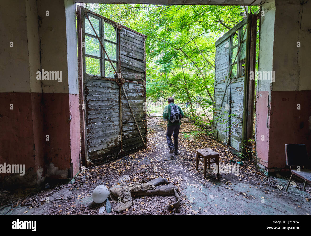 Fire station building in Chernobyl-2 military base, Chernobyl Nuclear ...
