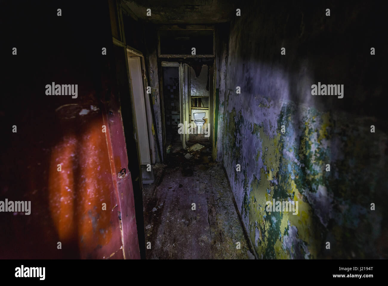 Basement in abandoned block of flats in Chernobyl-2 military base ...