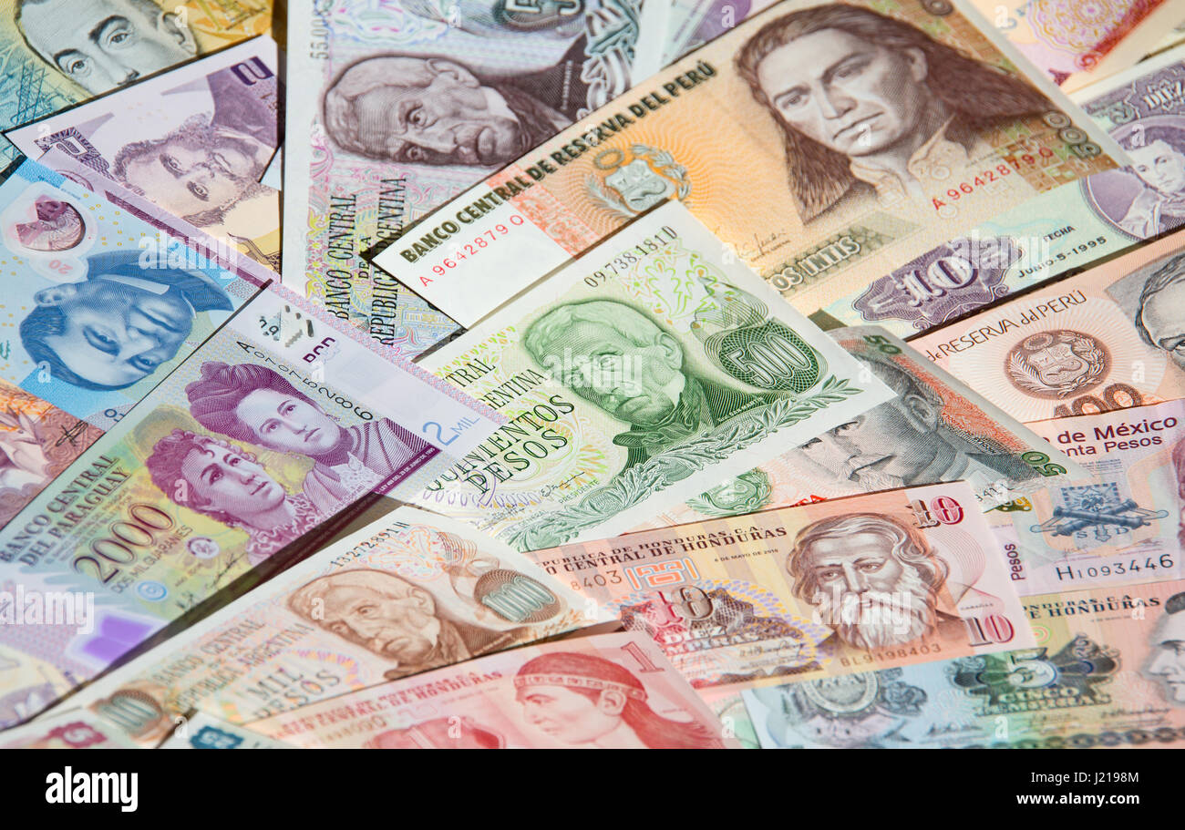 Variety of South American banknotes Stock Photo - Alamy