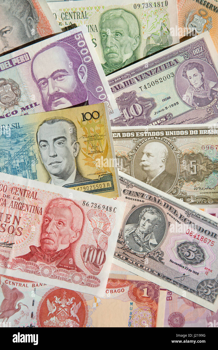 Variety of South American banknotes Stock Photo - Alamy