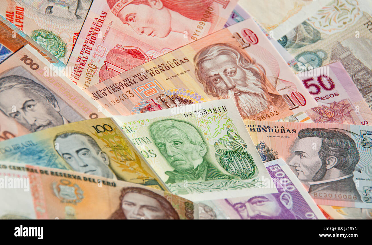 Variety of South American banknotes Stock Photo - Alamy