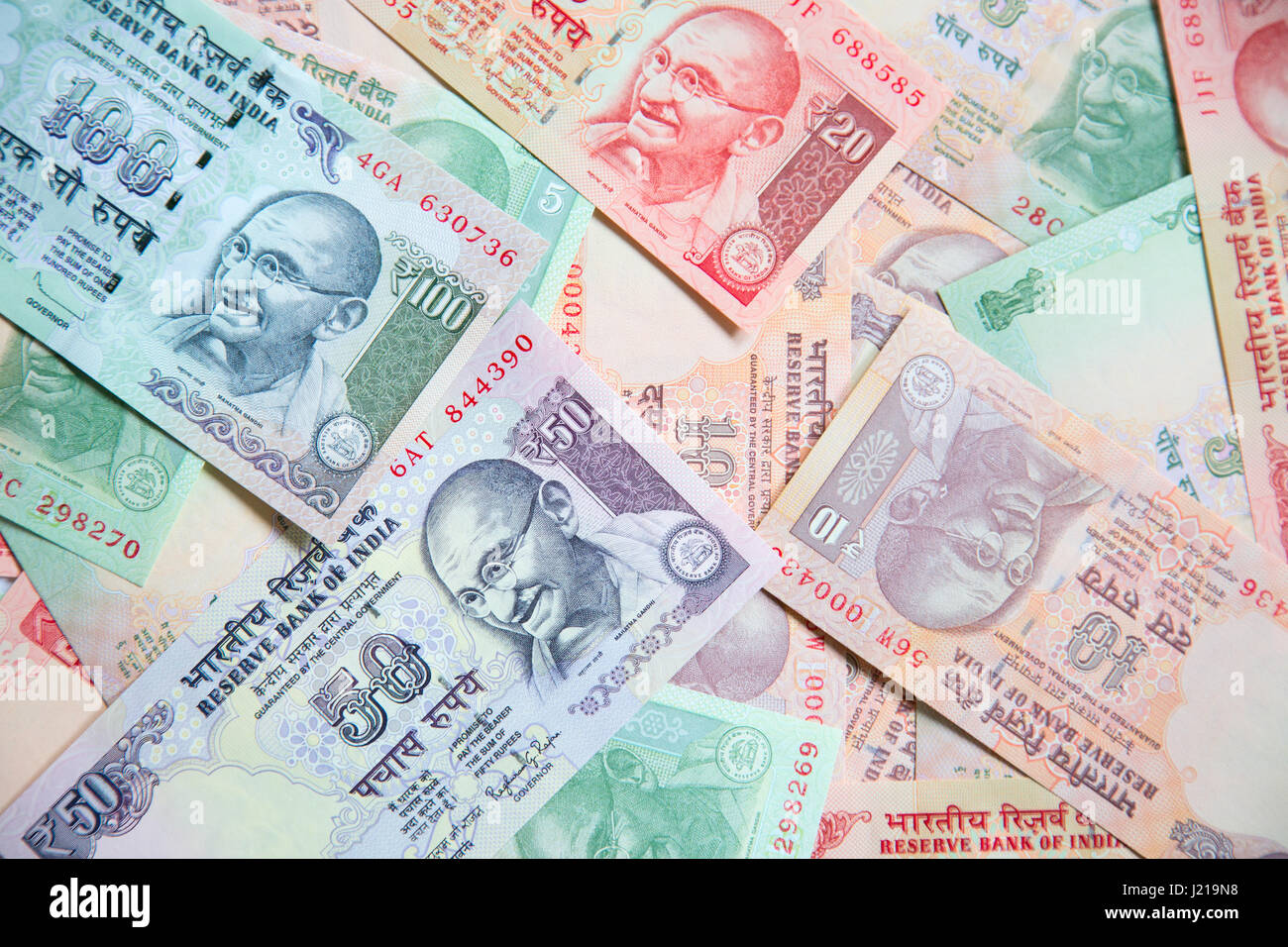 Collection of the Indian banknotes Stock Photo - Alamy