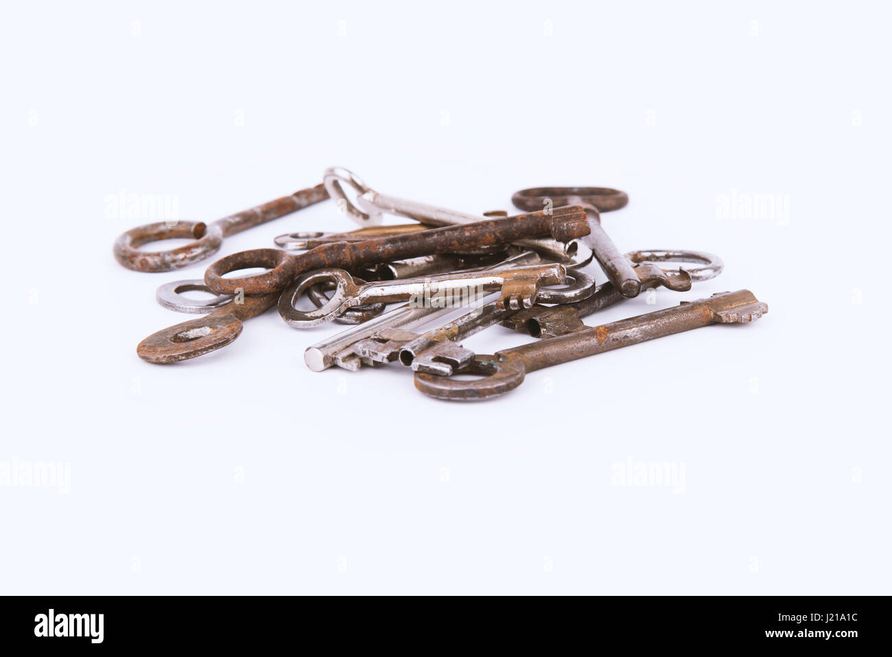 Collection of ancient keys isolated on white background. Set Stock ...