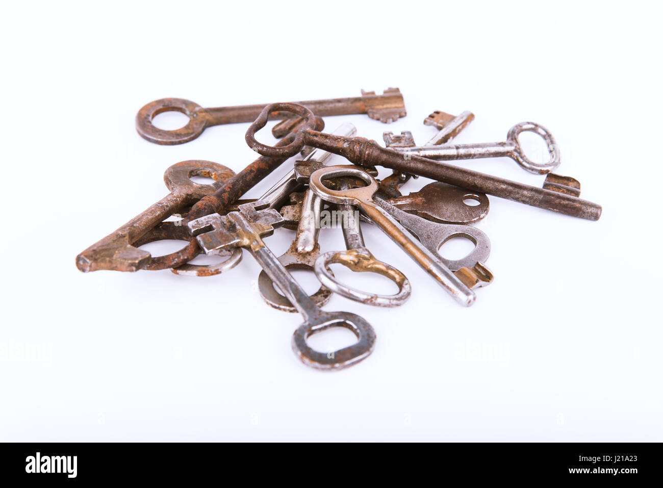 Collection of ancient keys isolated on white background. Set Stock ...