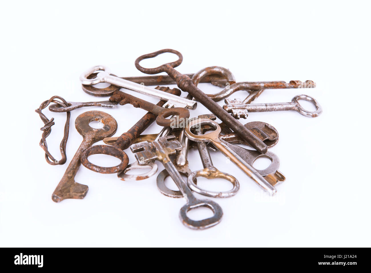Collection of ancient keys isolated on white background. Set Stock ...