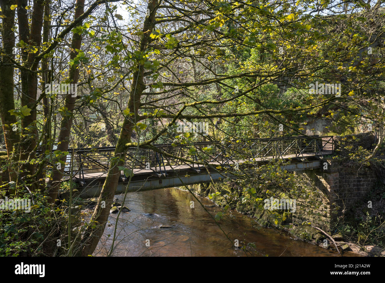 Warrastfold bridge crossing the river Etherow on the border of ...