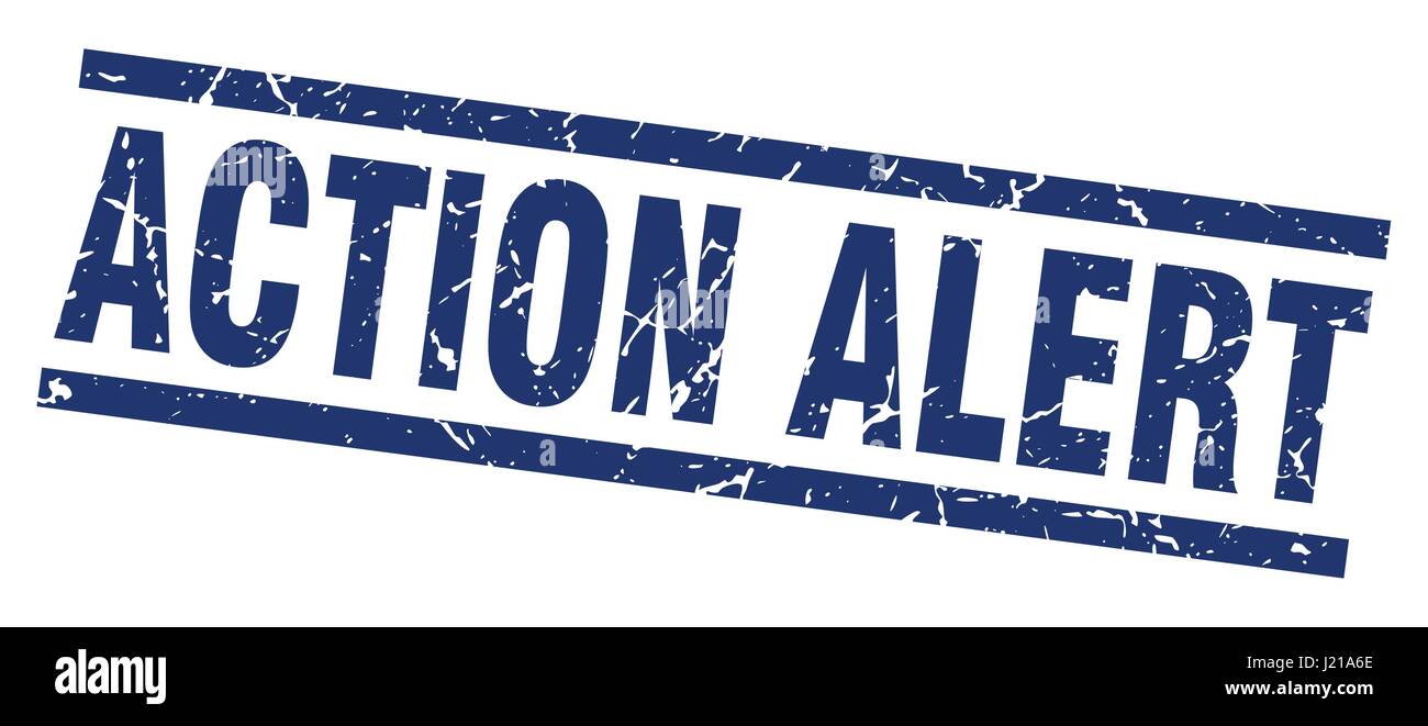 square grunge blue action alert stamp Stock Vector Image & Art - Alamy