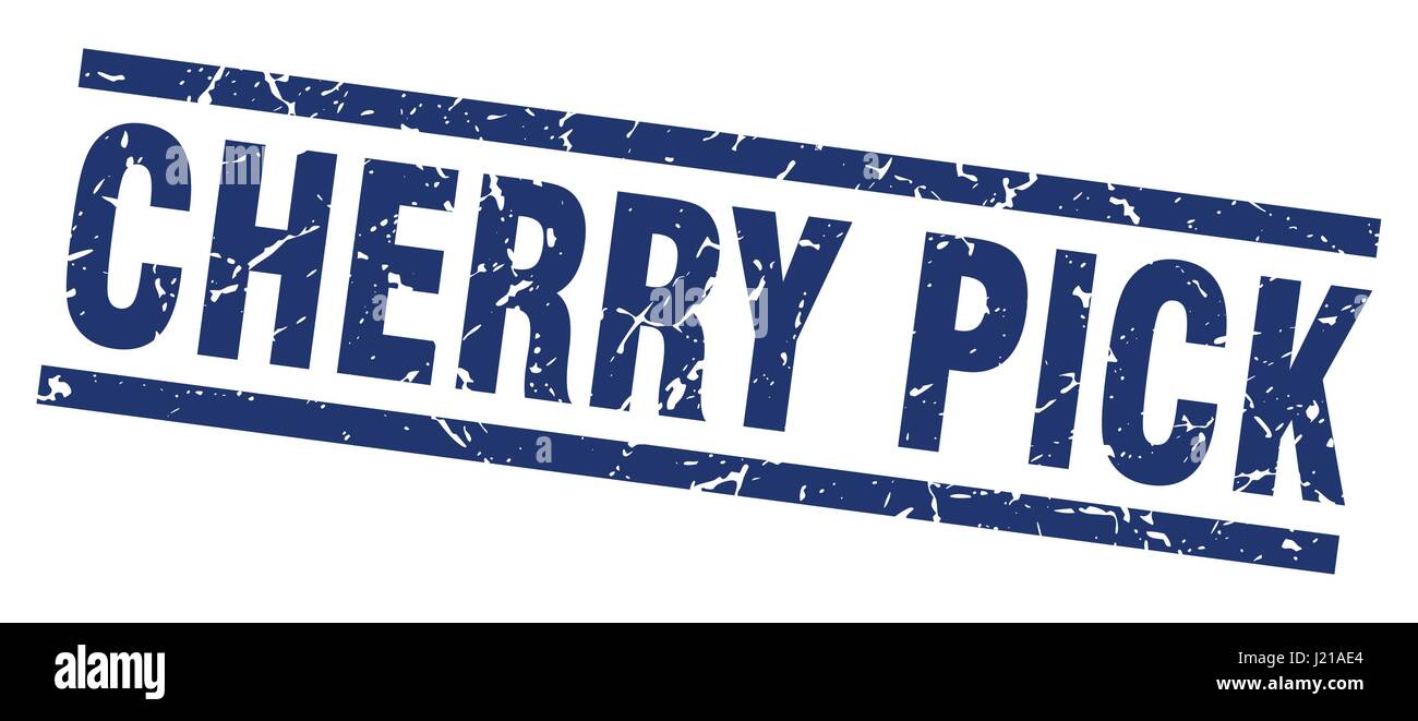 square grunge blue cherry pick stamp Stock Vector Image & Art - Alamy