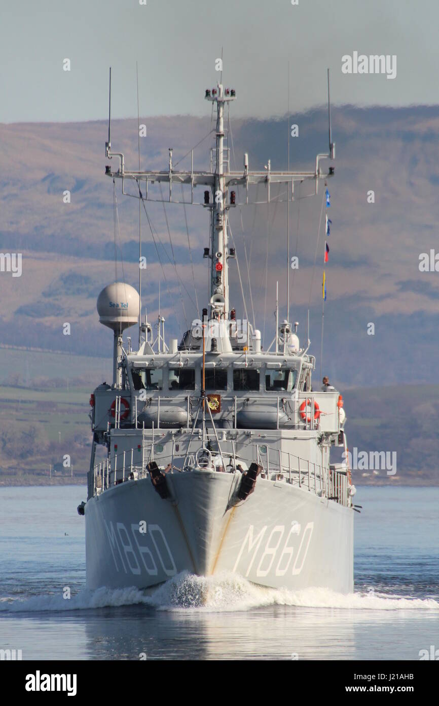 HNLMS Schiedam (M860), an Alkmaar-class minehunter of the Royal ...