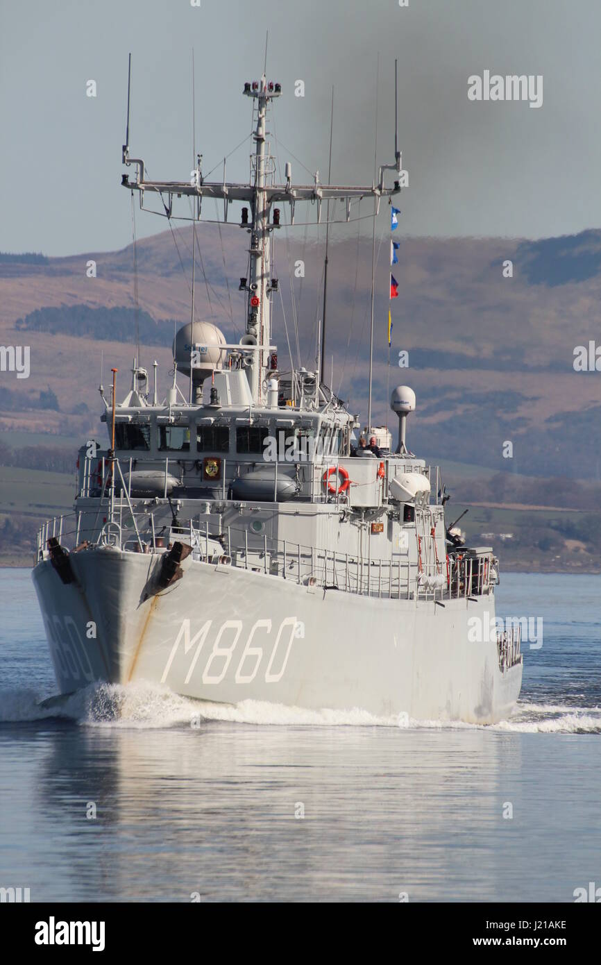 HNLMS Schiedam (M860), an Alkmaar-class minehunter of the Royal ...