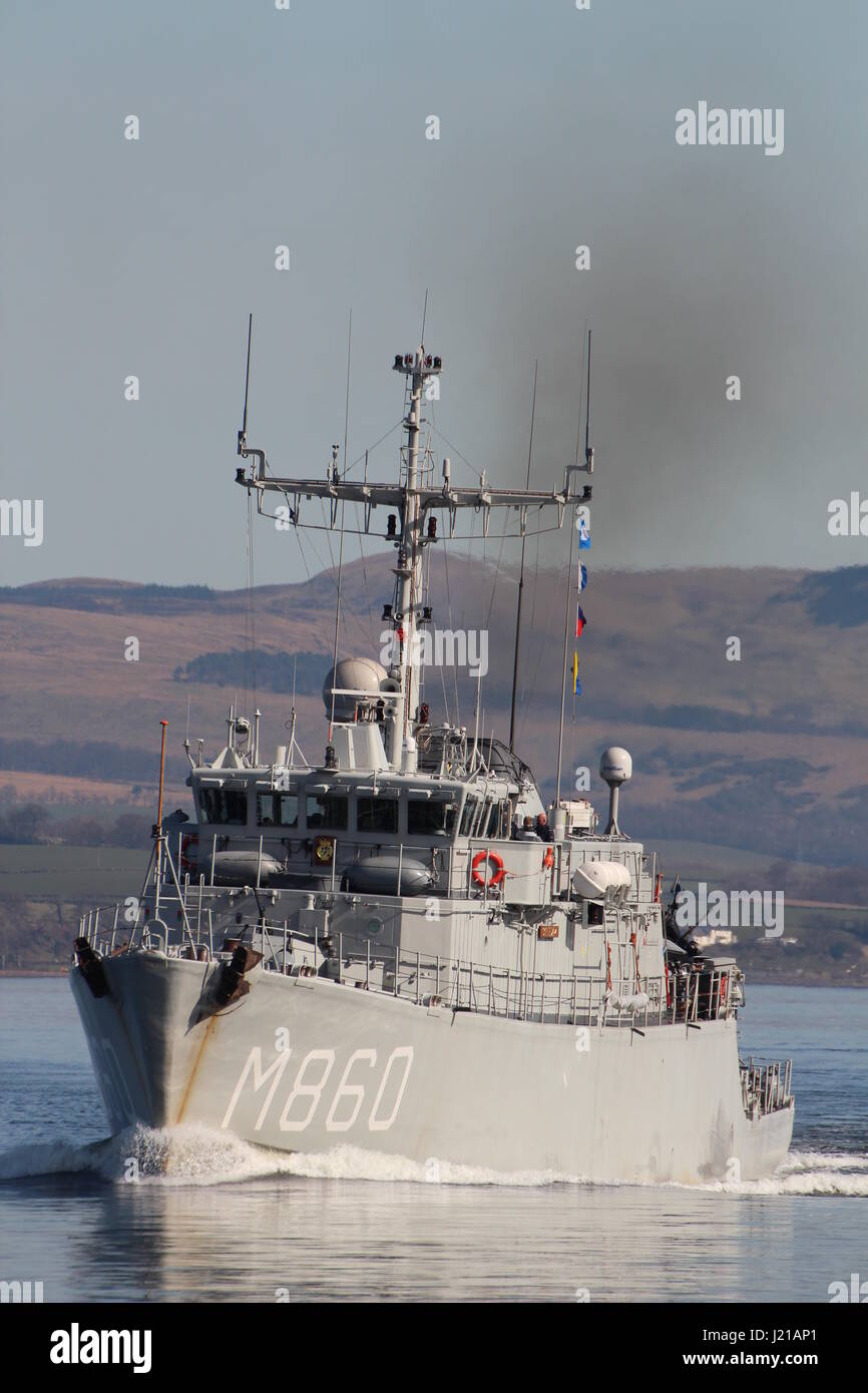 HNLMS Schiedam (M860), an Alkmaar-class minehunter of the Royal ...