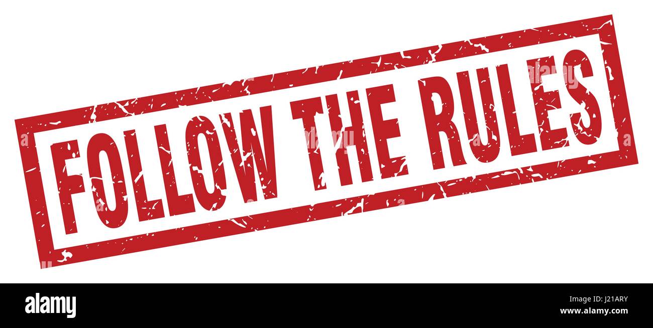 square grunge red follow the rules stamp Stock Vector Image & Art - Alamy