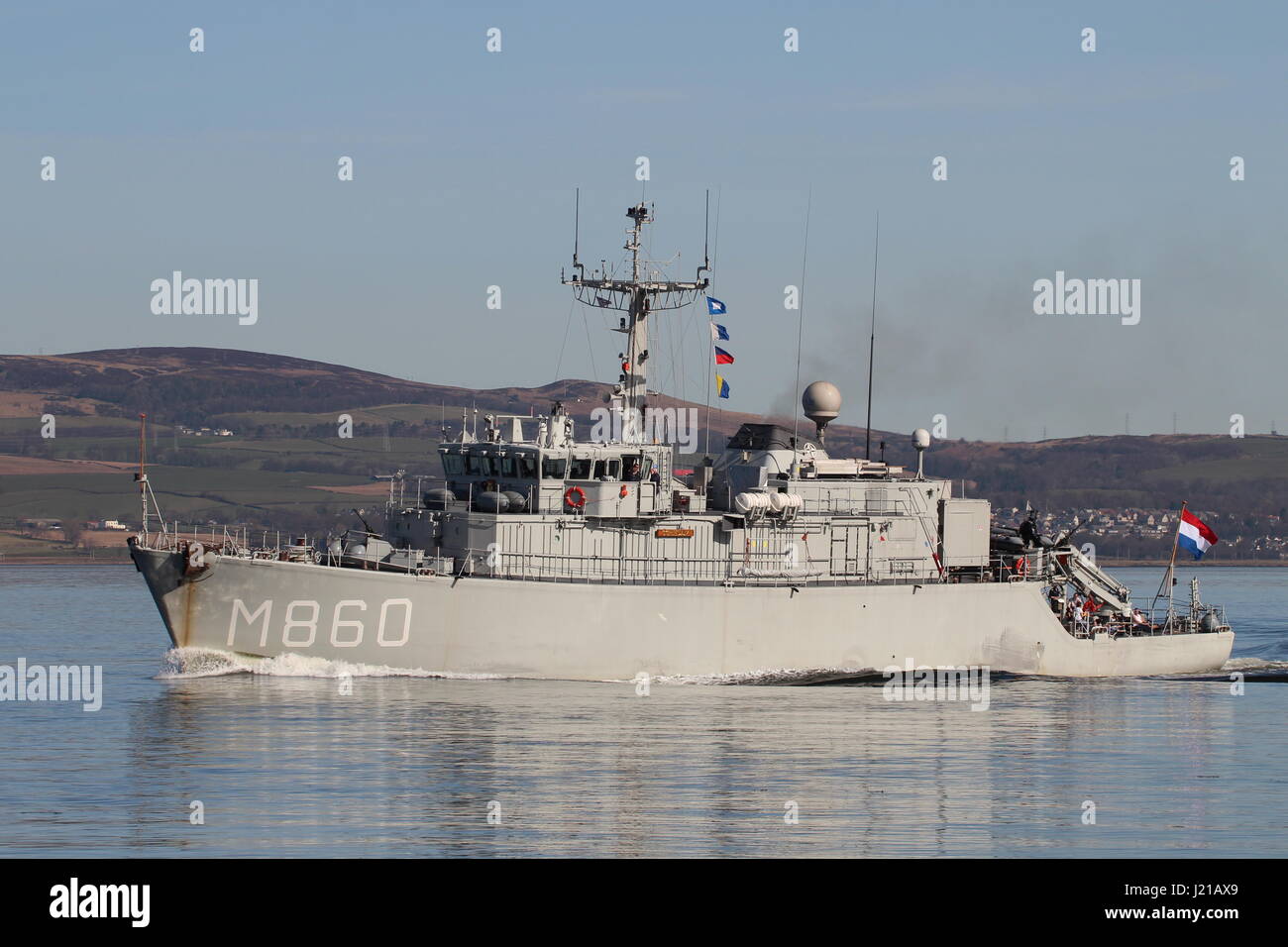 HNLMS Schiedam (M860), an Alkmaar-class minehunter of the Royal ...