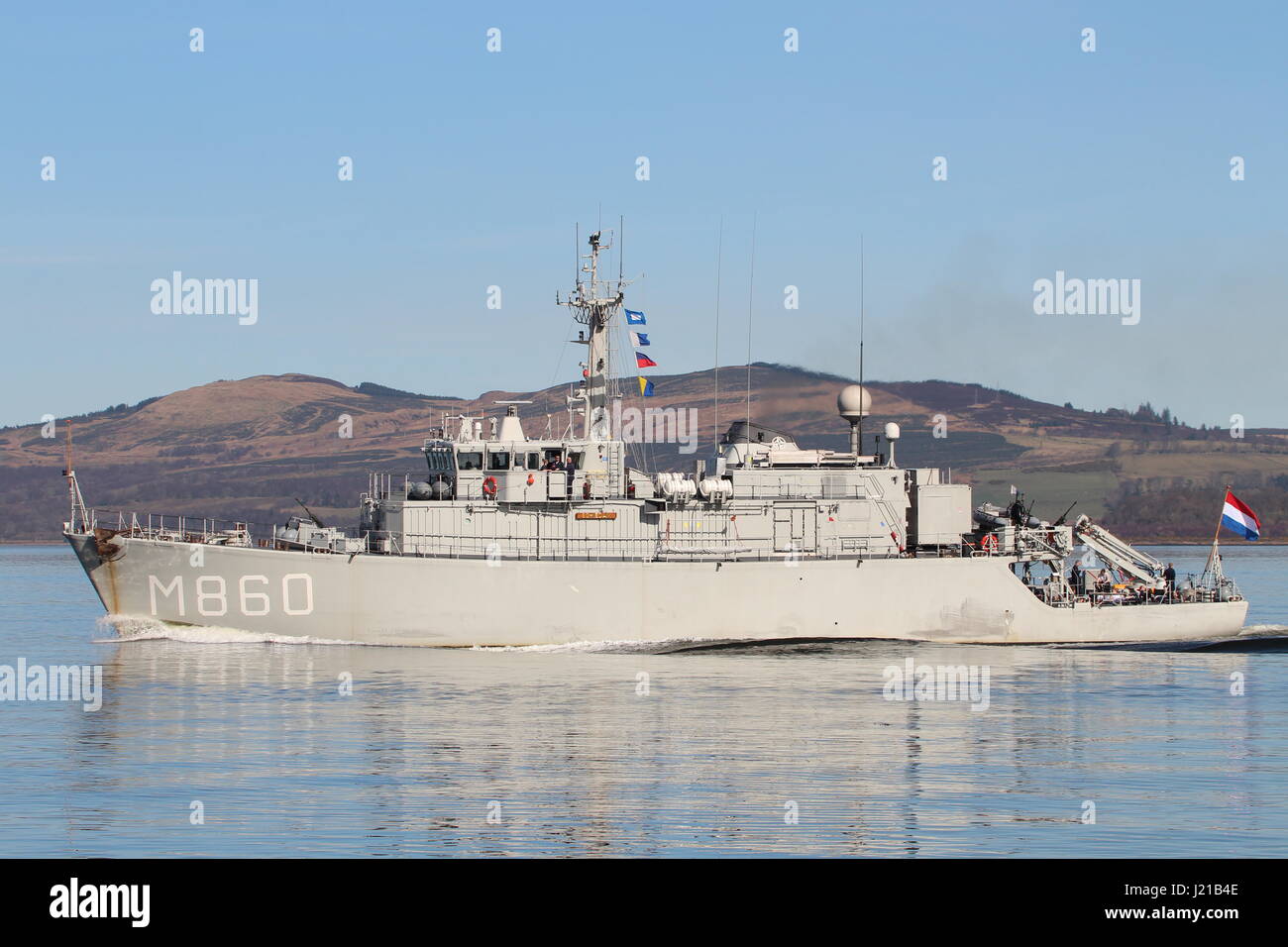 HNLMS Schiedam (M860), an Alkmaar-class minehunter of the Royal ...