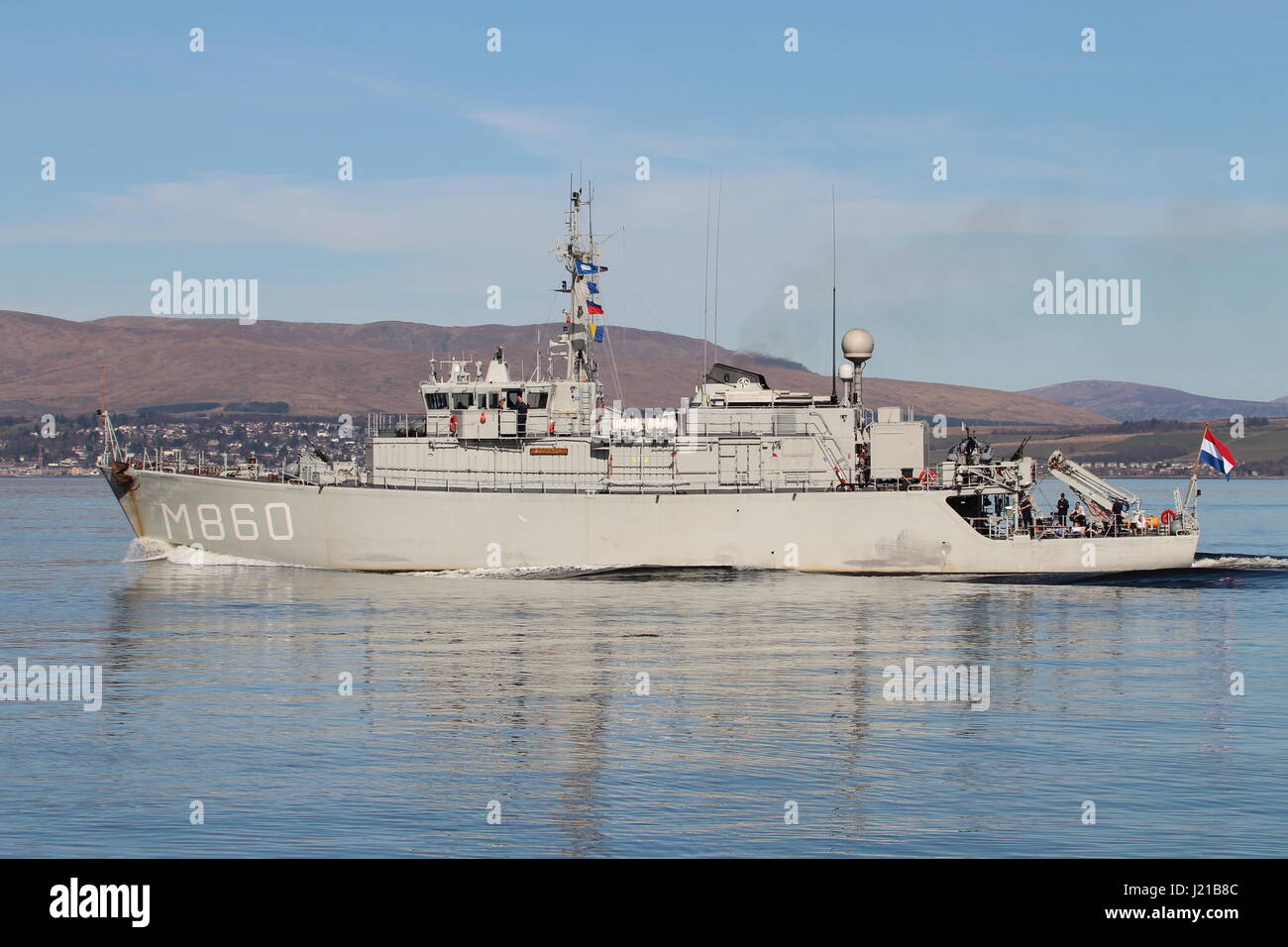 HNLMS Schiedam (M860), an Alkmaar-class minehunter of the Royal ...