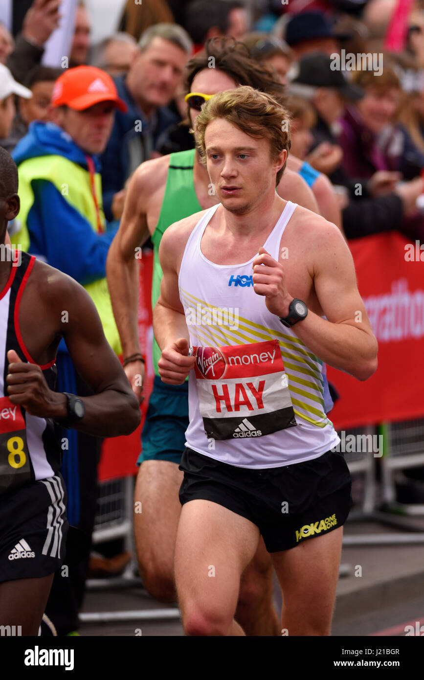 Jonathan Hay at the 2017 Virgin London Marathon after crossing Tower ...