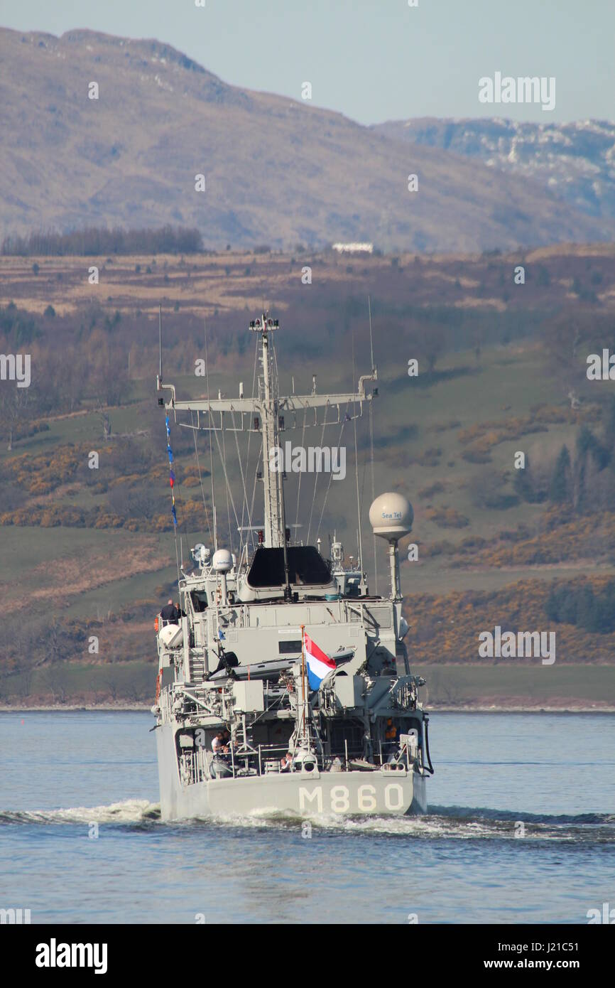 HNLMS Schiedam (M860), an Alkmaar-class minehunter of the Royal ...