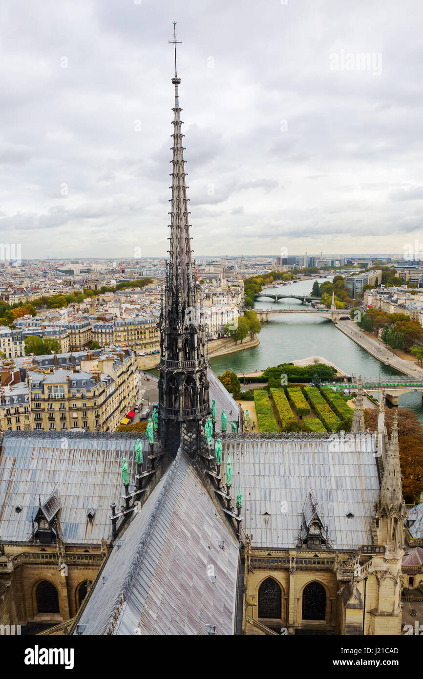 picture with aerial view from Notre Dame de Paris in Paris, France ...