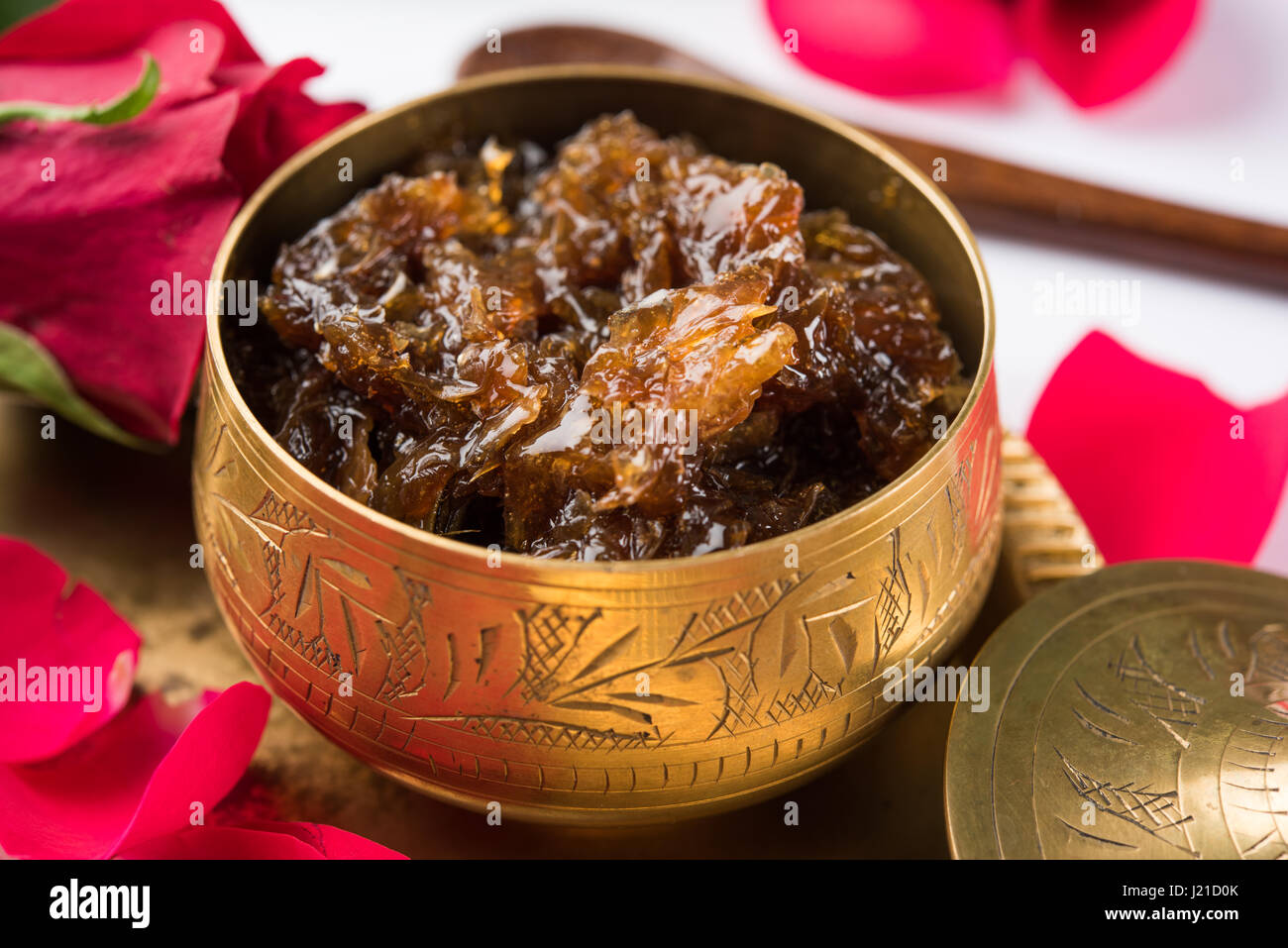 Gulkand, also known as Gulqand, is a sweet preserve of rose petals ...
