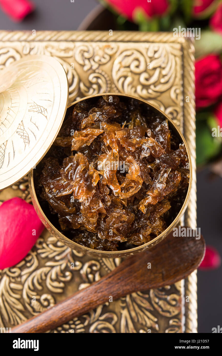Gulkand, also known as Gulqand, is a sweet preserve of rose petals ...