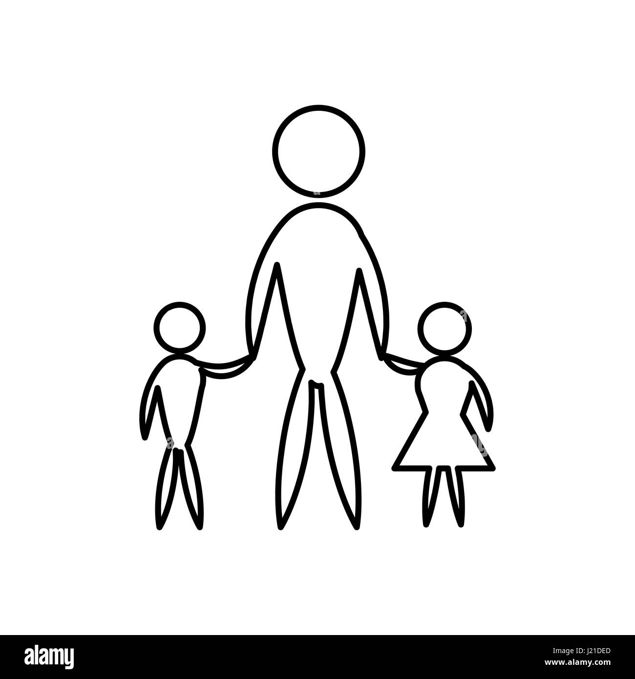 man with his kids icon Stock Photo - Alamy