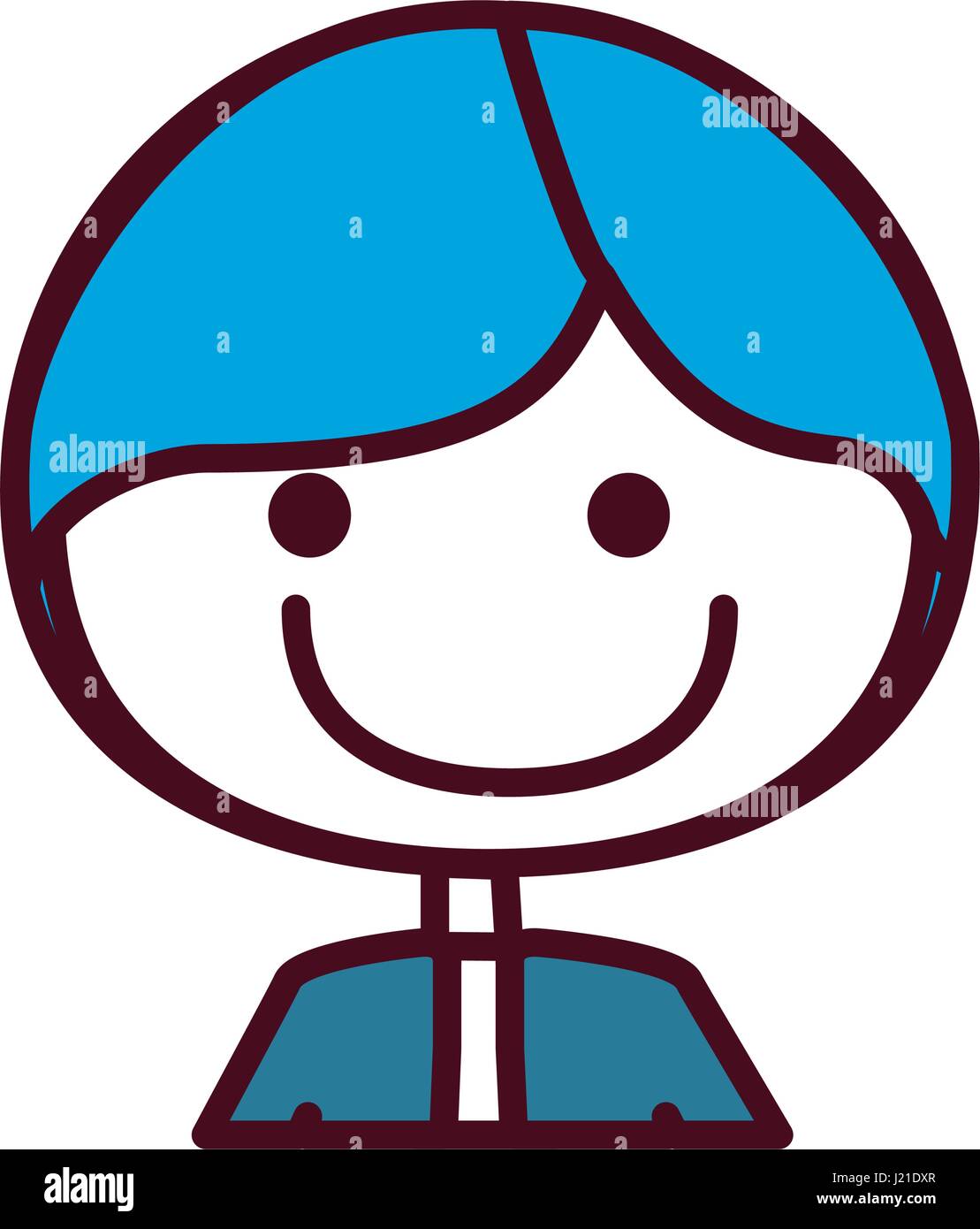 hand drawing silhouette half body male blue hair with coat Stock Vector ...