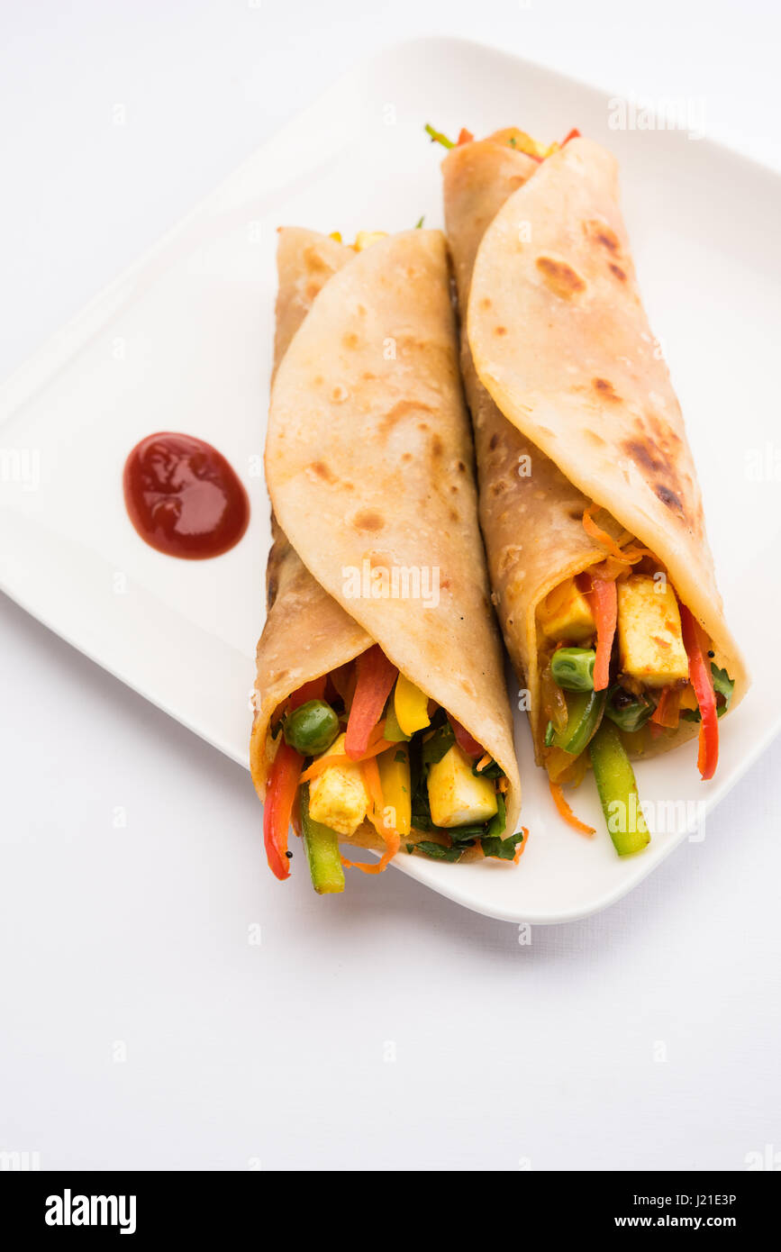 Indian popular snack food called Vegetable spring rolls or veg roll or ...
