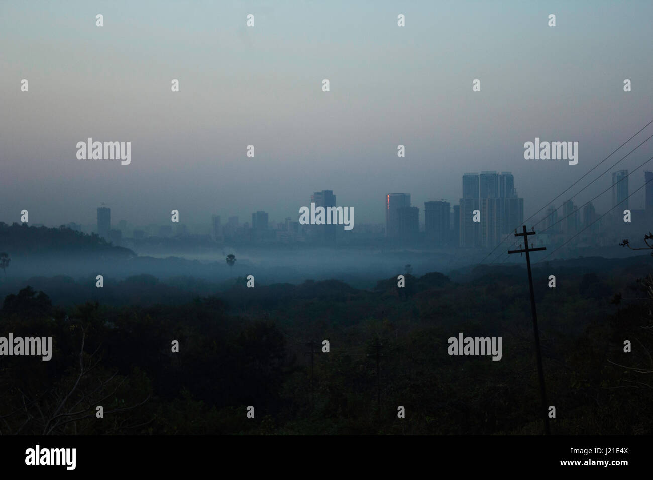 Building in mist, Aarey Milk Colony , INDIA Stock Photo - Alamy