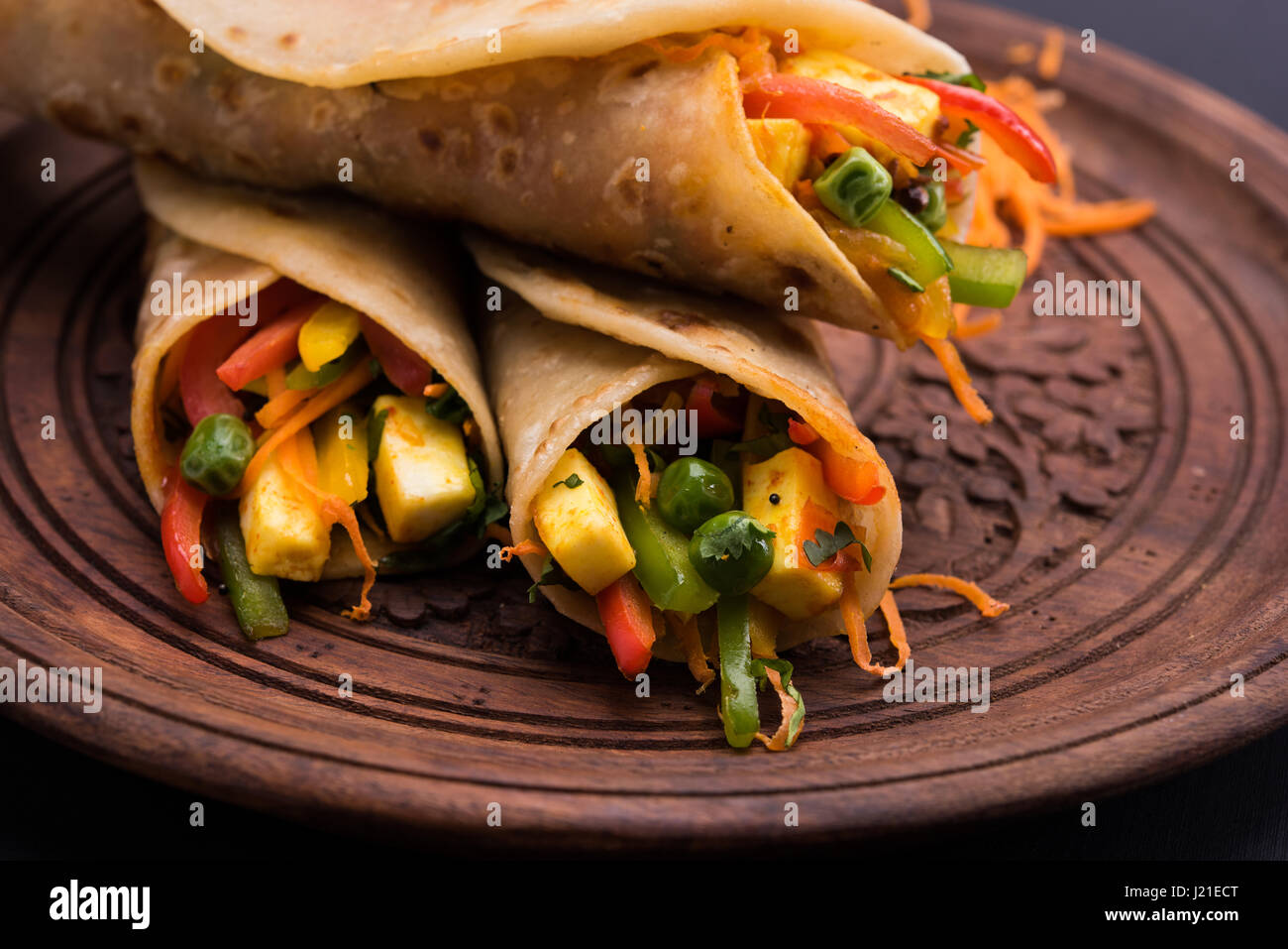 Indian popular snack food called Vegetable spring rolls or veg roll or ...