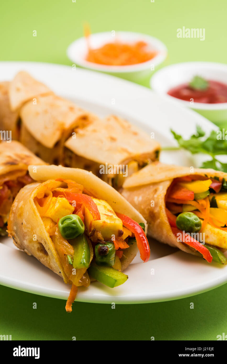 Indian paneer rolls hi-res stock photography and images - Alamy