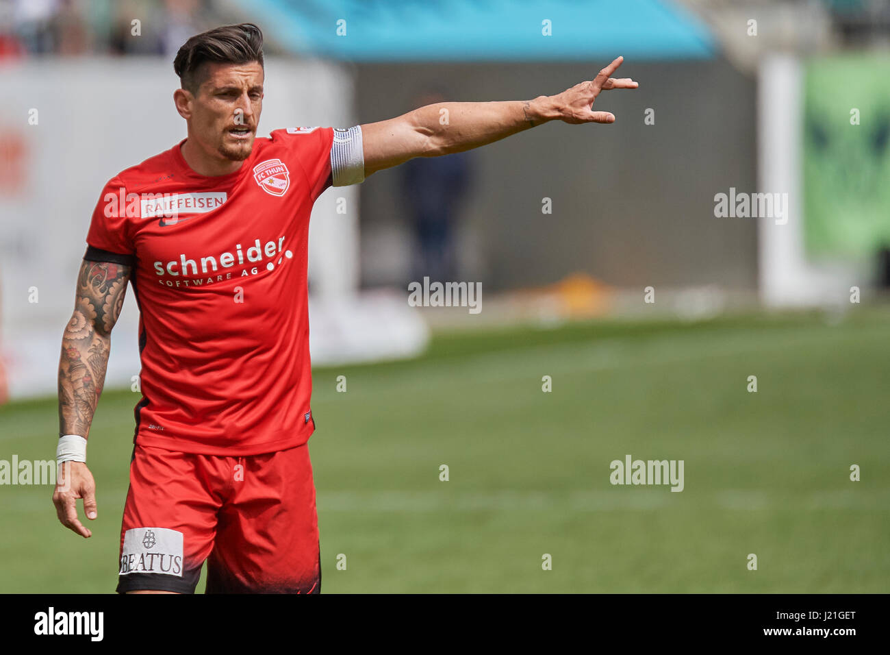 St. Gallen, Switzerland. 23rd April 2017. Dennis Hediger during the ...