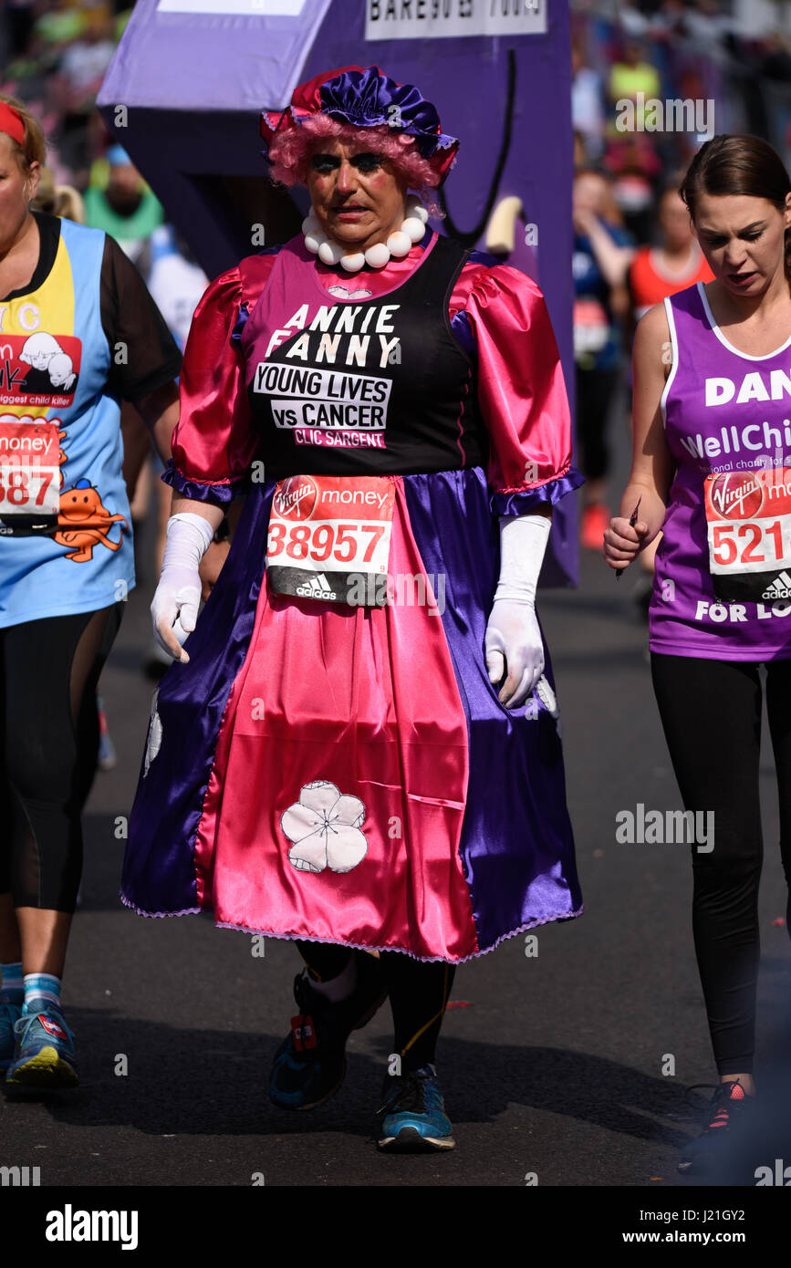 Fun runners in the 2017 London Marathon. The masses of fun runners ...