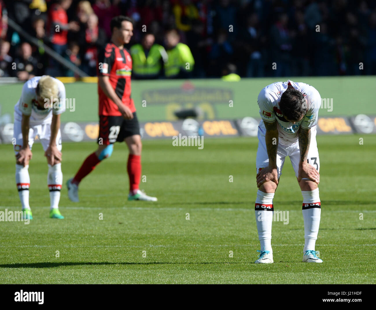Leverkusen's Kevin Kampl (l) and Roberto Hilbert (r) react to the 1:2 ...