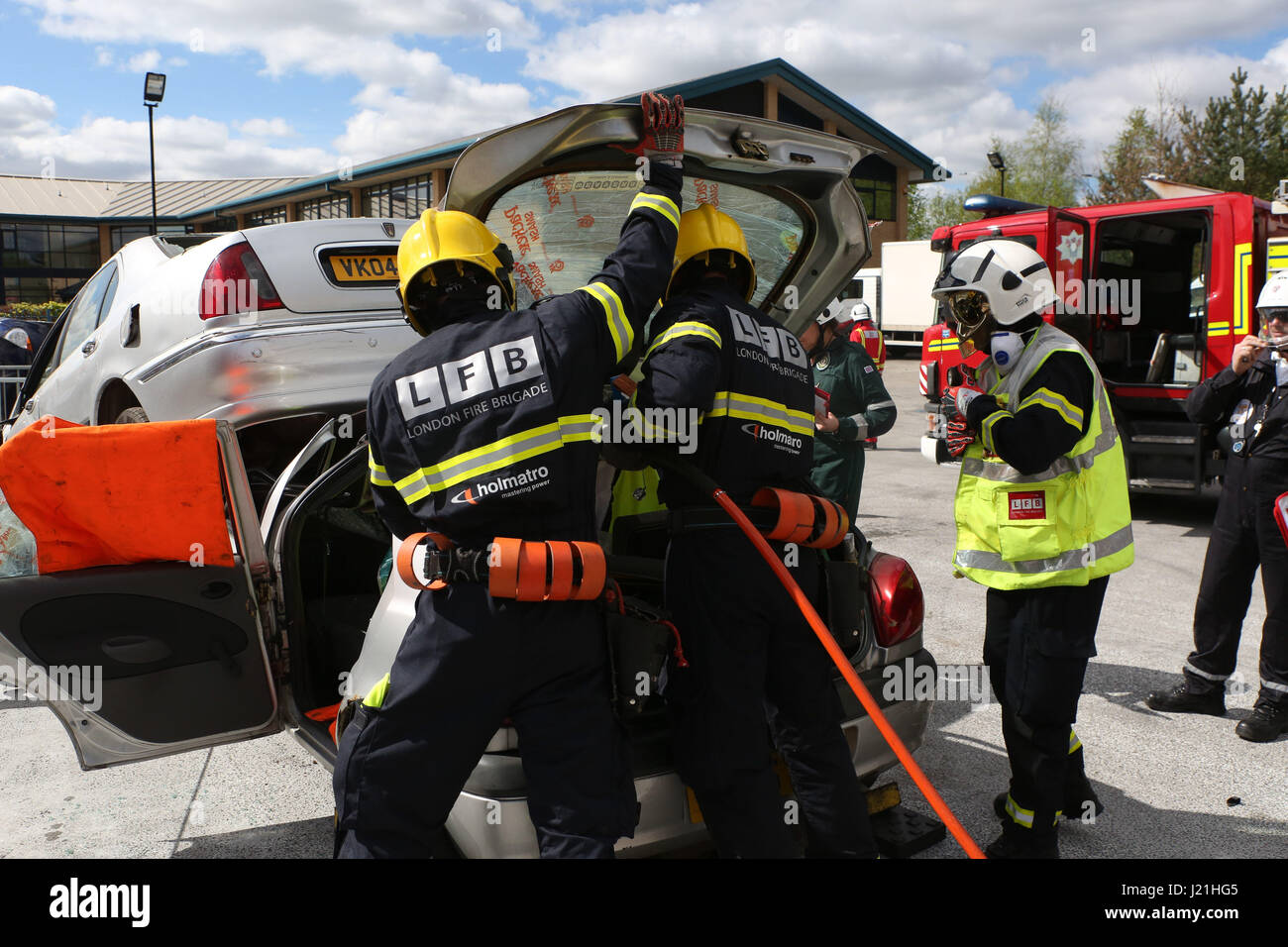 Cardiff, Wales, UK. 22nd April, 2017. Emergency and rescue services had ...
