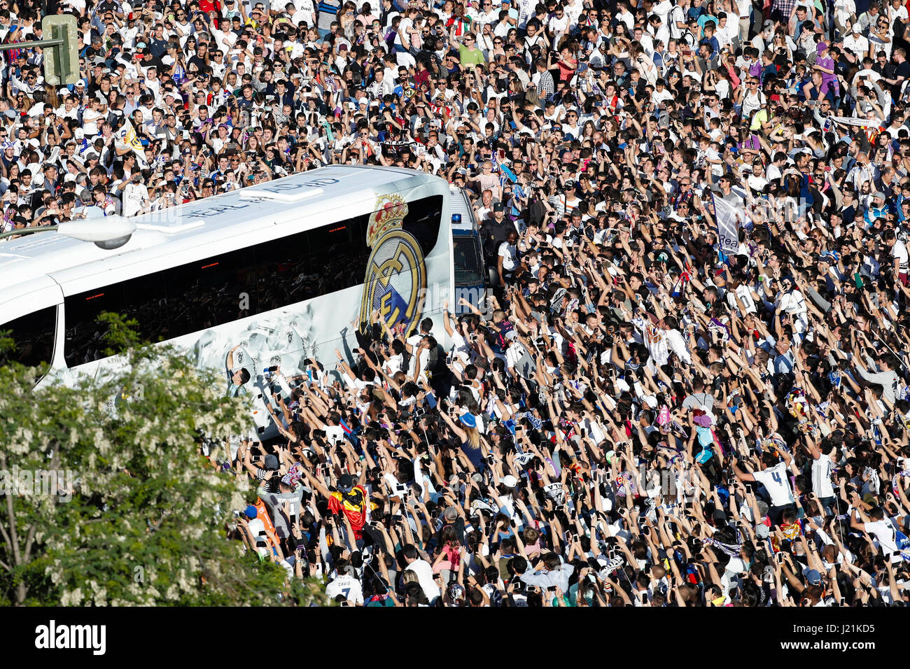 Madrid, Spain. 23rd April, 2017. Real Madrid fans cheering their ...
