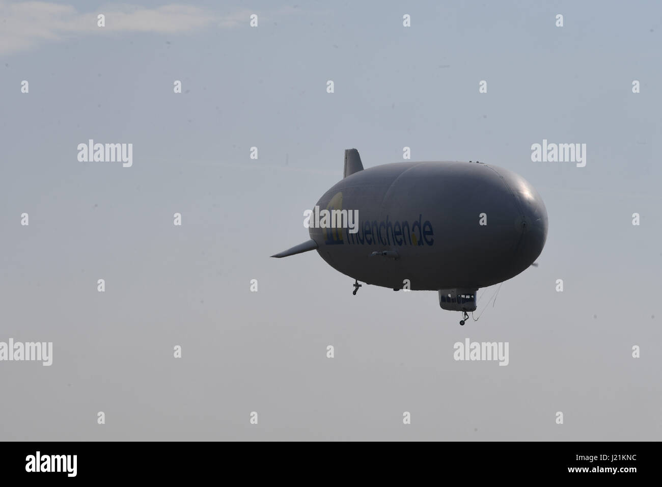 Munich, Germany. 21st Apr, 2017. A zeppelin seen in Munich, Germany, 21 ...