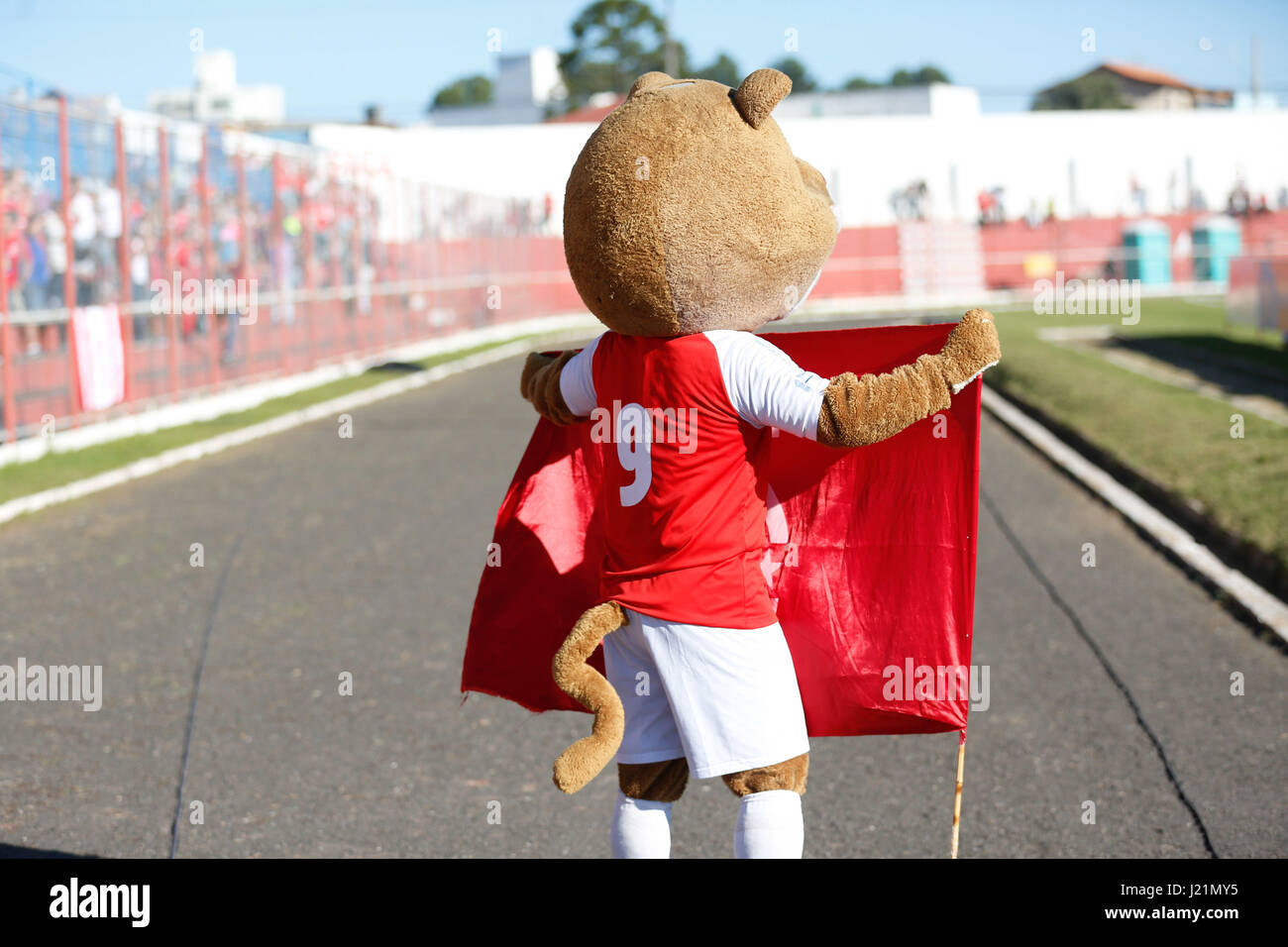 Lages, Brazil. 23rd Apr, 2017. The International team receives Avai ...