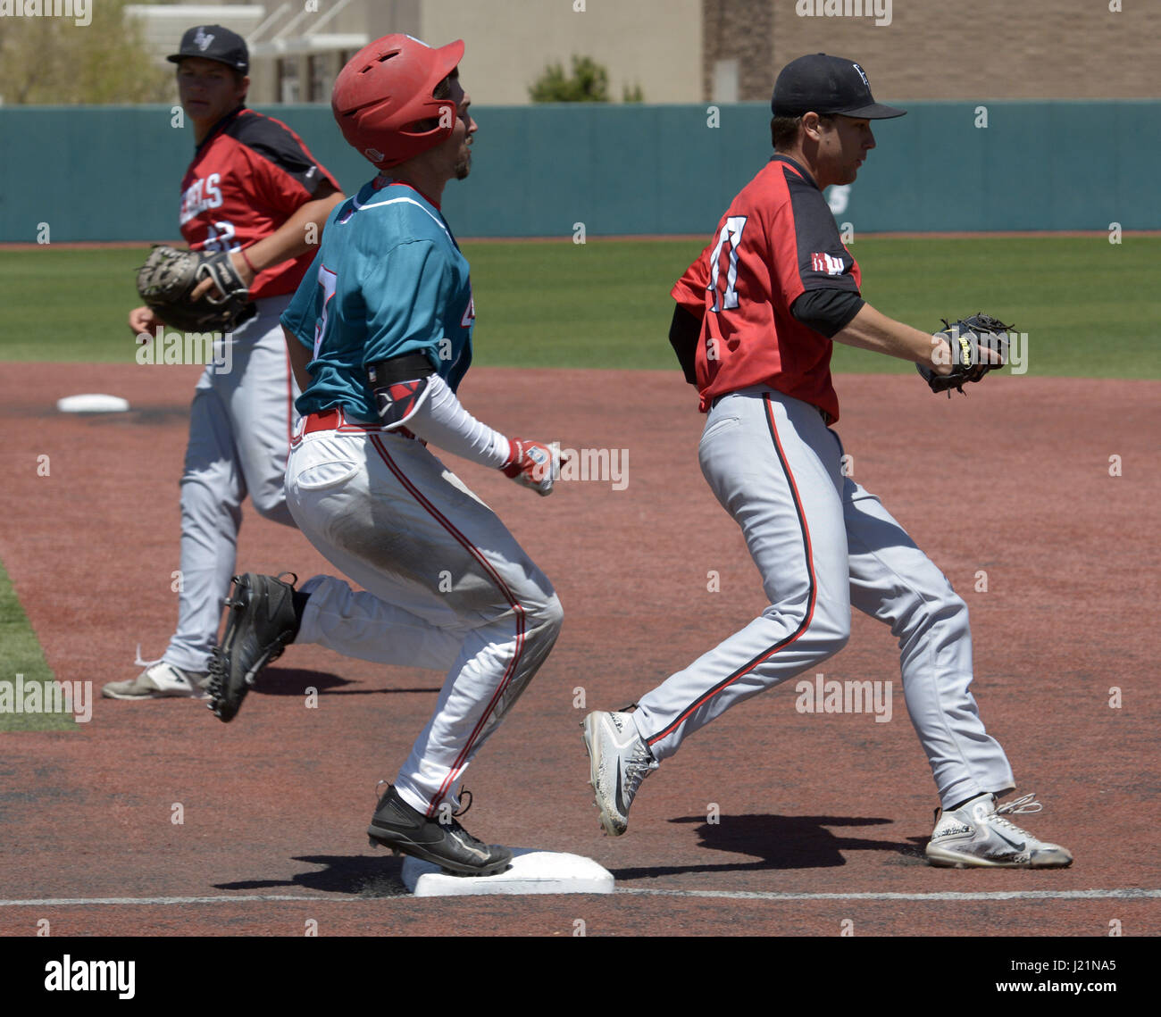 Usa. 23rd Apr, 2017. SPORTS -- UNLV pitcher Garrett Pool wins the race ...